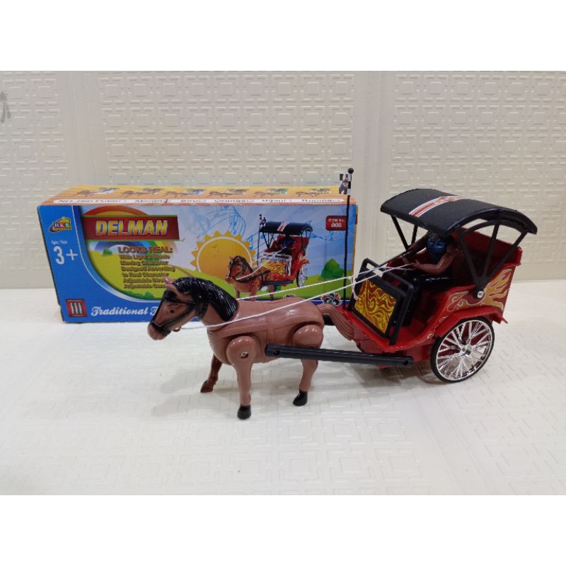Jual Mainan Kereta Delman Kuda dan Delman Berjalan Bump & Go | Shopee ...