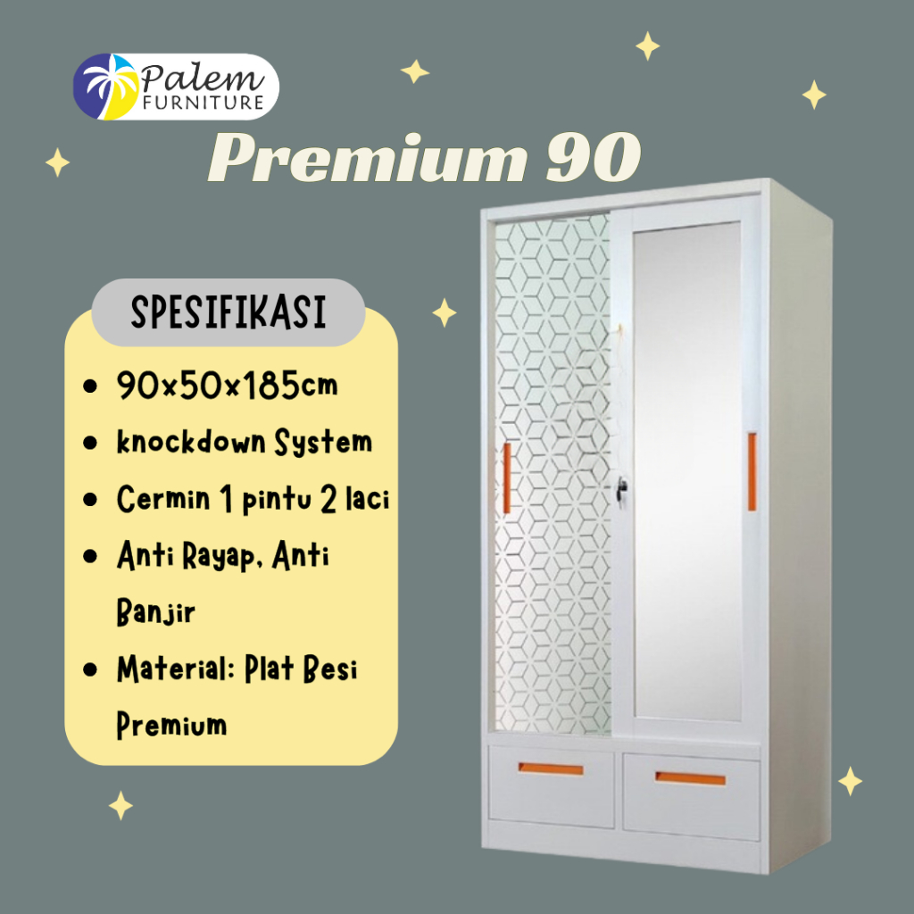 Jual LEMARI PAKAIAN PLAT BESI LACI PREMIUM 90 SLIDING | Shopee Indonesia
