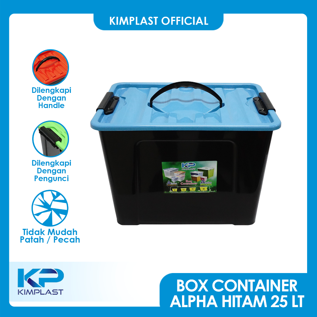 Jual KIMPLAST BOX Container 25 liter Hitam / Dengan Pegangan Handle / Box Serbaguna 25L | Shopee ...