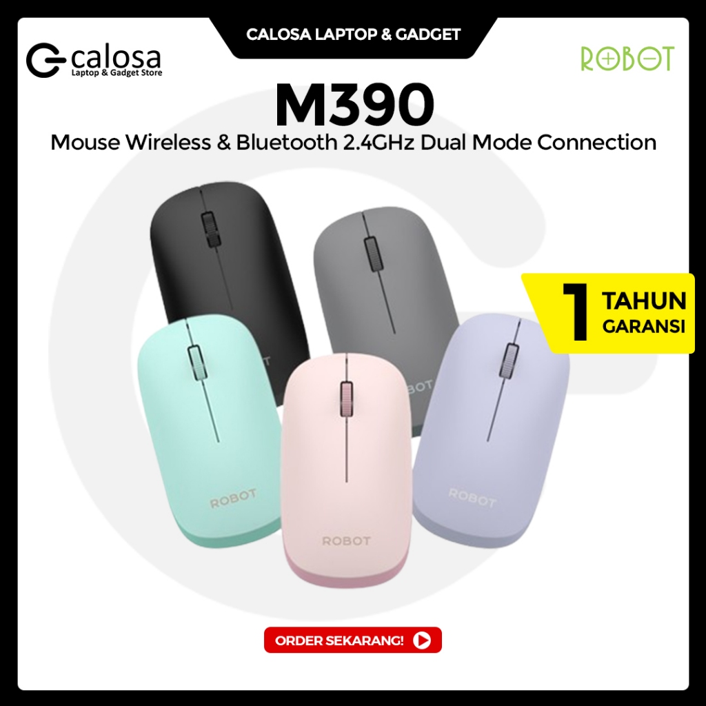 Jual Robot M390 Mouse Wireless & Bluetooth 2.4GHz Dual Mode Connection Silent Click 1600 DPI ...