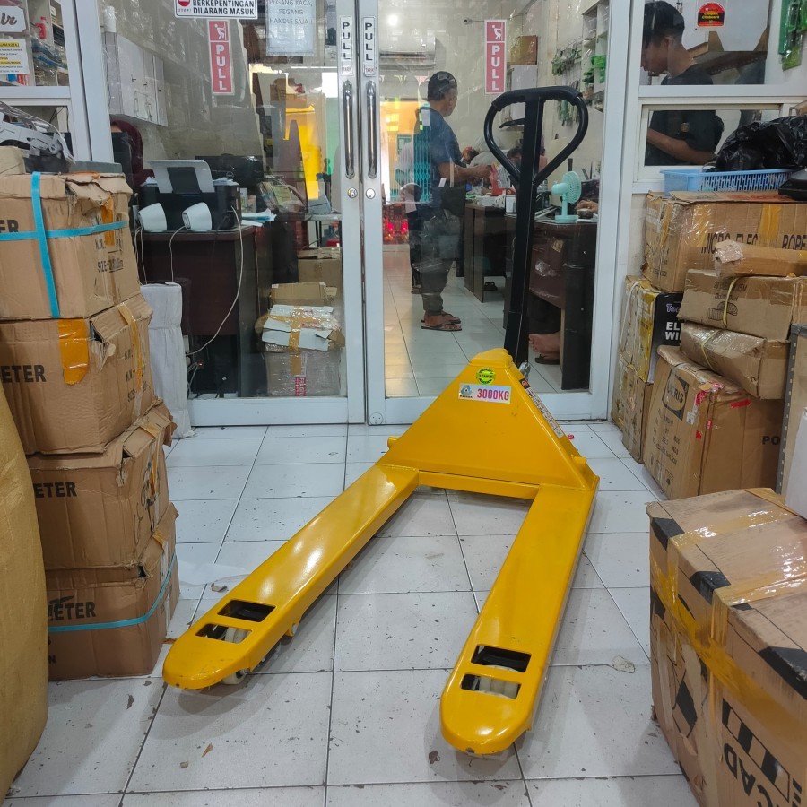 Jual HandPallet Truck 3 Ton Hand Stacker lift 3000KG Roda Nylon Merk Maseda | Shopee Indonesia