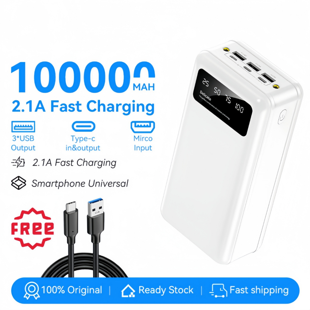 Jual FOUFEGID Power Bank 100000mAh Kapasitas Besar 3 USB Fast Charging ...