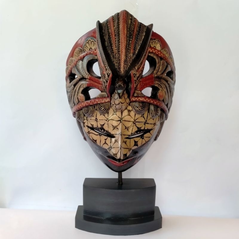 Jual sovenir topeng kayu model merak ukir batik halus ukuran besar ...