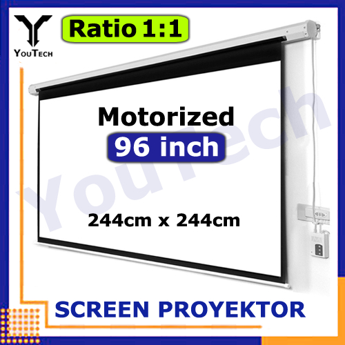 Jual Layar Proyektor Otomatis 96 inch Rasio 1:1 (244cm x 244cm) Screen ...