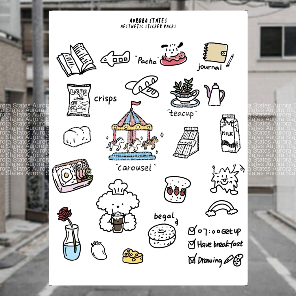 Jual Stiker Aesthetic White Doodle Art | Sticker Aesthetic Tumbler ...