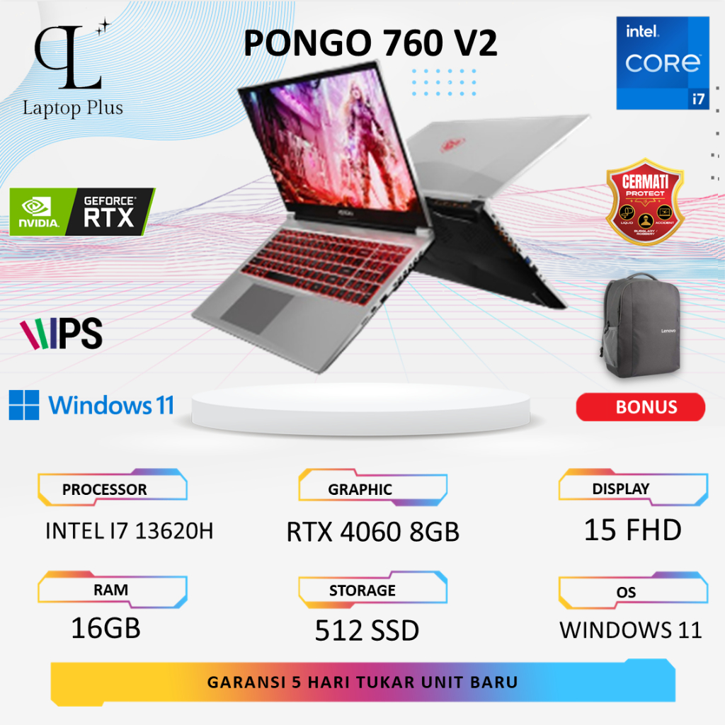Jual Laptop Axioo Pongo 760 V2 RTX 4060 8GB I7 13620H 16GB 512GB FHD ...