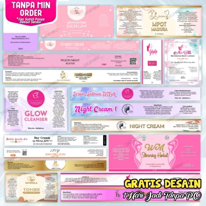 Jual LABEL SKINCARE LENGKAP LABEL OBAT STICKER LABEL GRATIS DESAIN ...