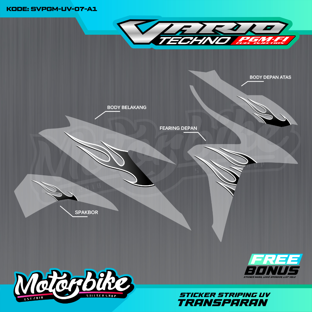 Jual Striping UV Transparan Vario Old Bohlam 125 Vario PGMFI Motif Api Hotwheels - SVPGM-UV ...