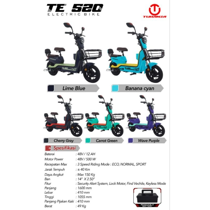 Jual E-BIKE / Sepeda listrik Merk Turanza By Pacific TE 520 | Shopee Indonesia