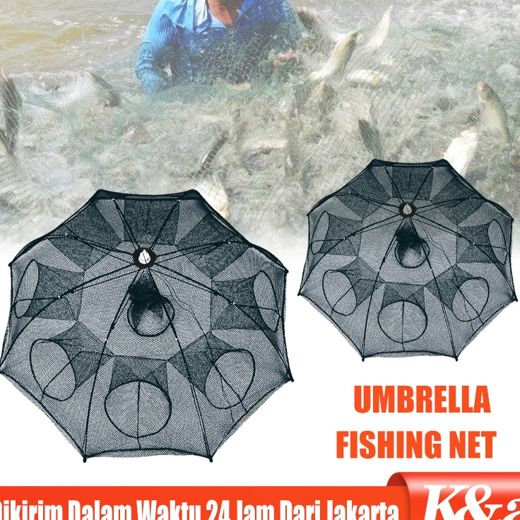Jual Perangkap Bubu Payung tebal 8 Sisi Dan 8 Lubang Alat Jaring Pancing Fishing Net Fish Nets ...