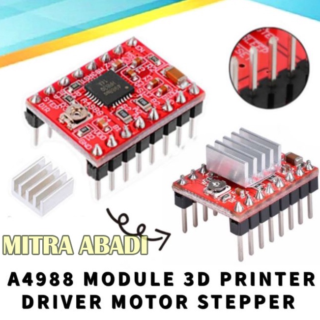 Jual A4988 Modul Module 3D Driver Motor Stepper Heatsink 3D Printer Part | Shopee Indonesia