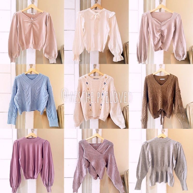 Jual vol.1 - knitwear kepang puffy ruffle sailor premium brand || ZARA|| H&M|| GU|| GRL|| EARTH ...