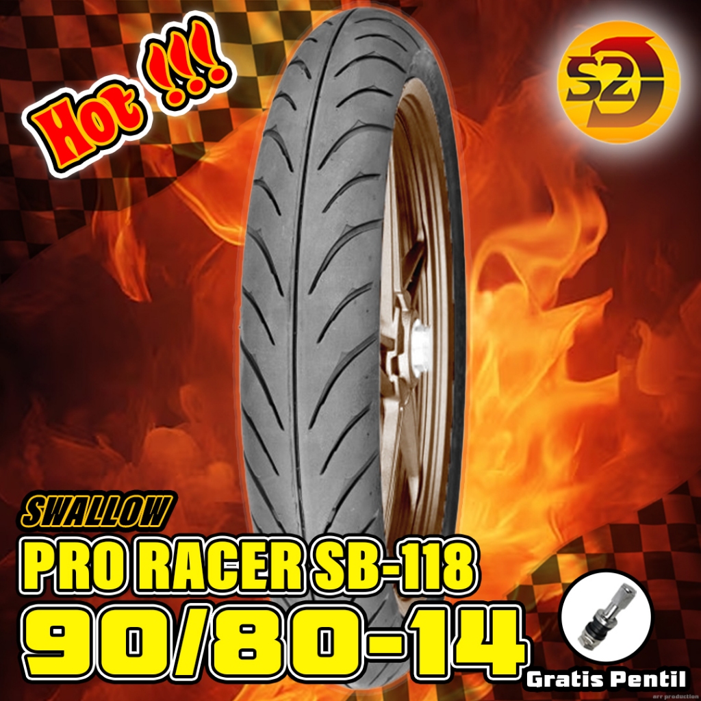 Jual BAN LUAR SWALLOW SB-118 PRO RACER UKURAN 90/80-14 TUBELESS BAN ...