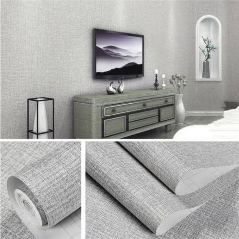 Jual Wallpaper Dinding Wallpaper Bintik Serat Abu Ruang Tamu 7m,s/d 8m ...