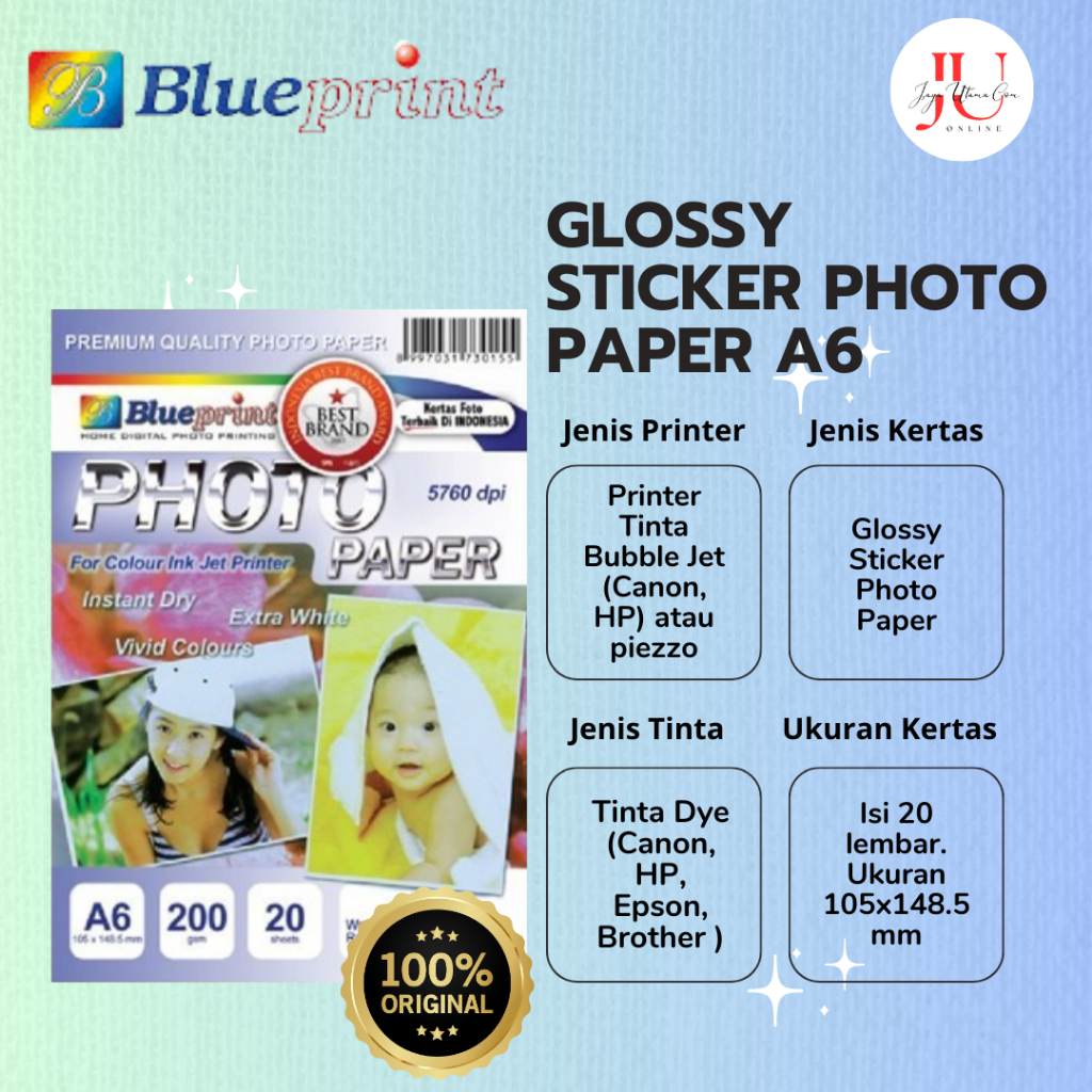 Jual Kertas Foto A6 BLUEPRINT Photo Paper Ukuran 4R | Shopee Indonesia