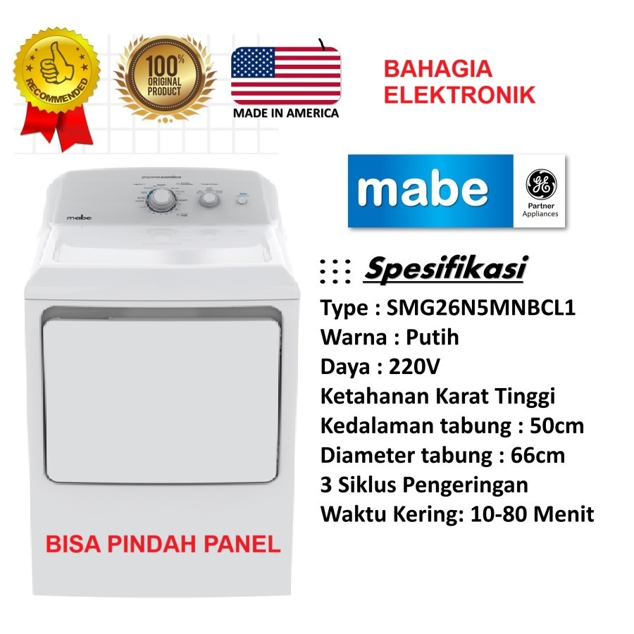 Jual MABE SMG26N5MNBCLO 14 KG DRYER Laundry Gas Made in MEXICO | Shopee ...