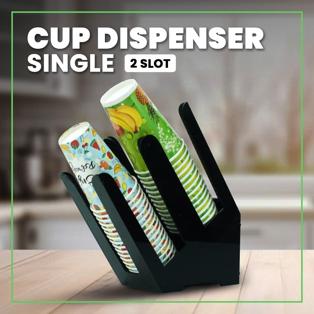 Jual Rak Cup Dispenser Paper Cup Organizer Cup Holder 2 Slot | Shopee ...