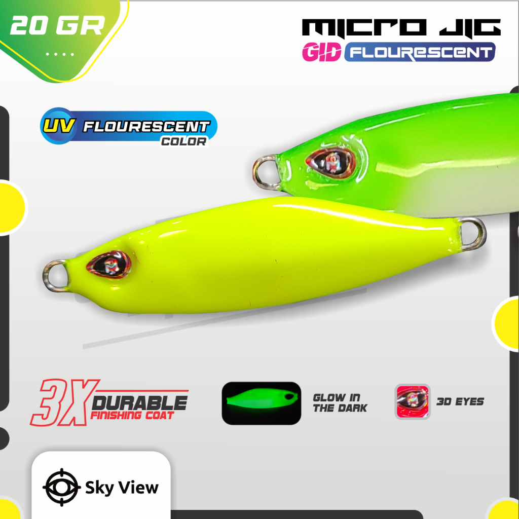 Jual Micro Jig 20 Gram Full GID UV Neon Umpan Casting Malam UL Ultralight Killer Menyala ...
