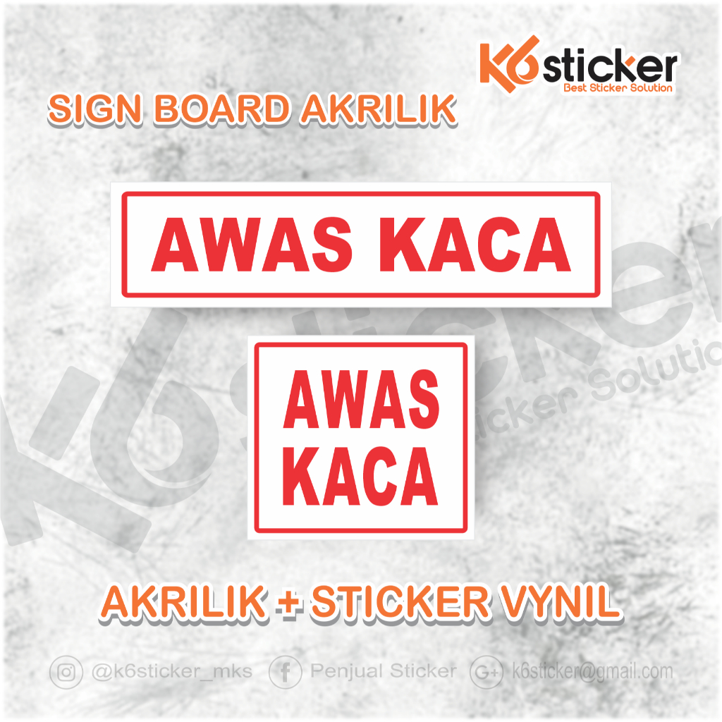 Jual Akrilik Awas Kaca - Acrylic Sign Board awas kaca putih akrilik ...