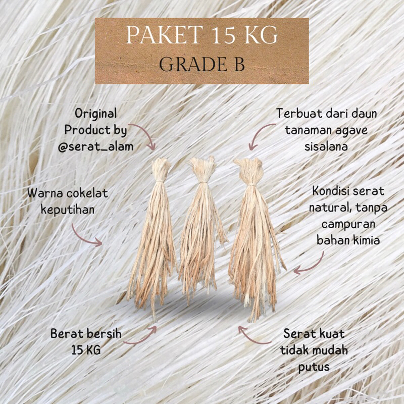 Jual Paket 15 Kg Serat Sisal Warna Cokelat / Serat Sisalana Agave ...