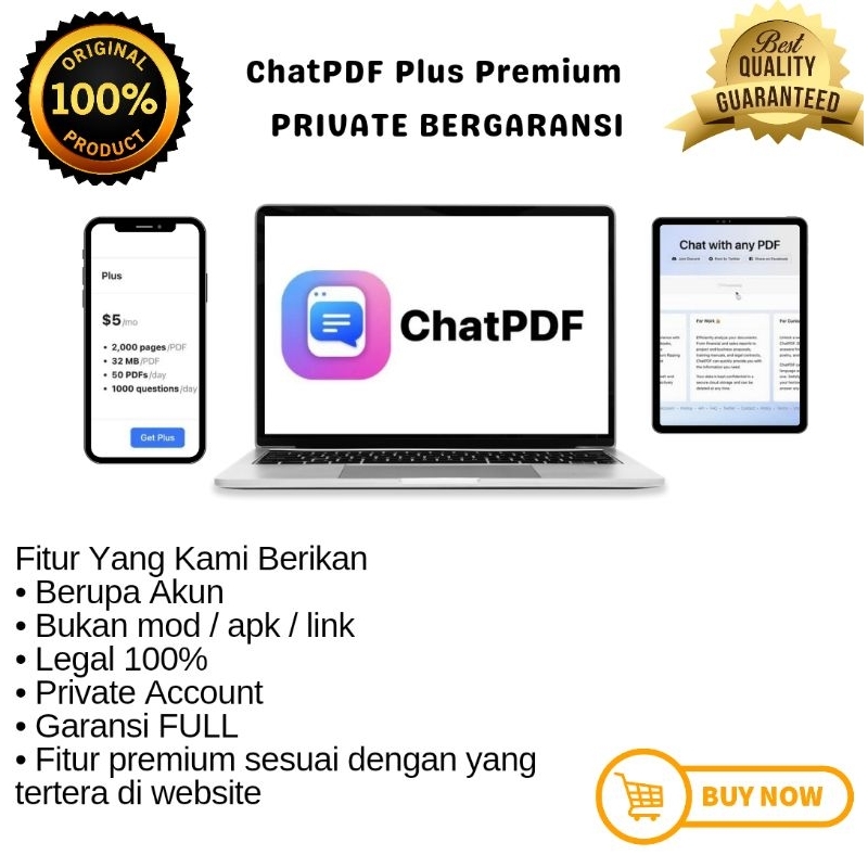 Jual ChatPDF Plus Premium Account Private Bergaransi | Shopee Indonesia