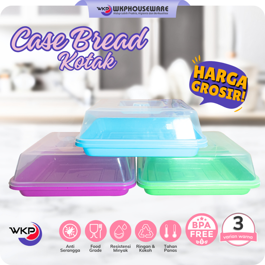 Jual Case Bread Wadah Tempat Roti Kue Kotak Persegi Plastik dengan ...
