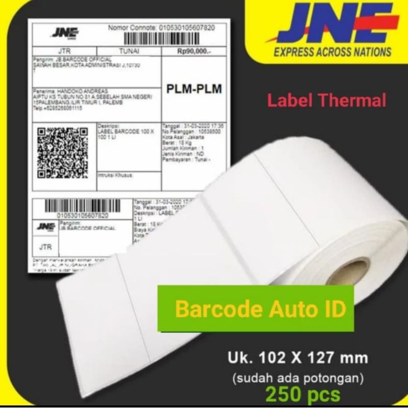 Jual LABEL THERMAL 102x127MM-250 PCS-Resi (JNE, Wahana,POS Indonesia ...