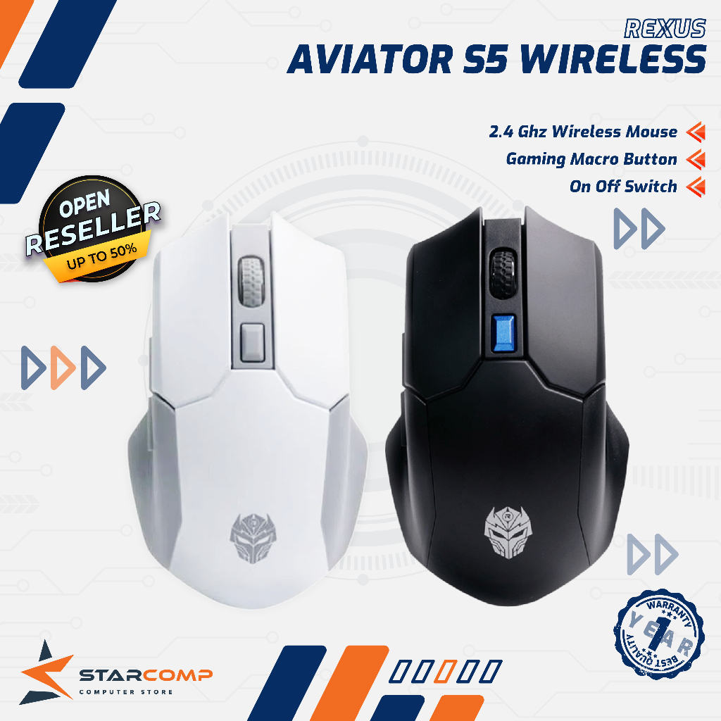 Jual Rexus S5 Aviator Mouse Gaming Wireless 2.4Ghz Macro Button ...