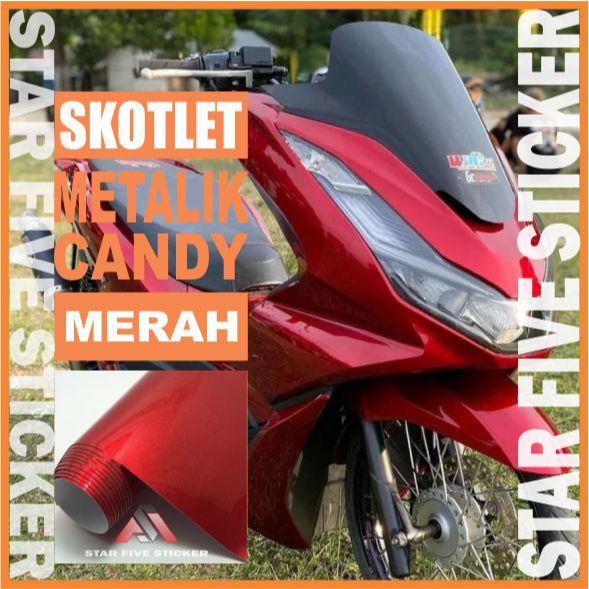 Jual Sticker Stiker Skotlet Scotlite Motor Merah Candy Glos | Shopee ...