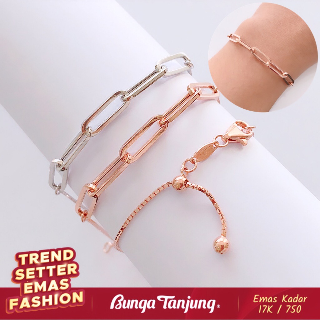 Jual GELANG SERUT PAPERCLIP - EMAS 17K - BUNGA TANJUNG GOLD | Shopee ...