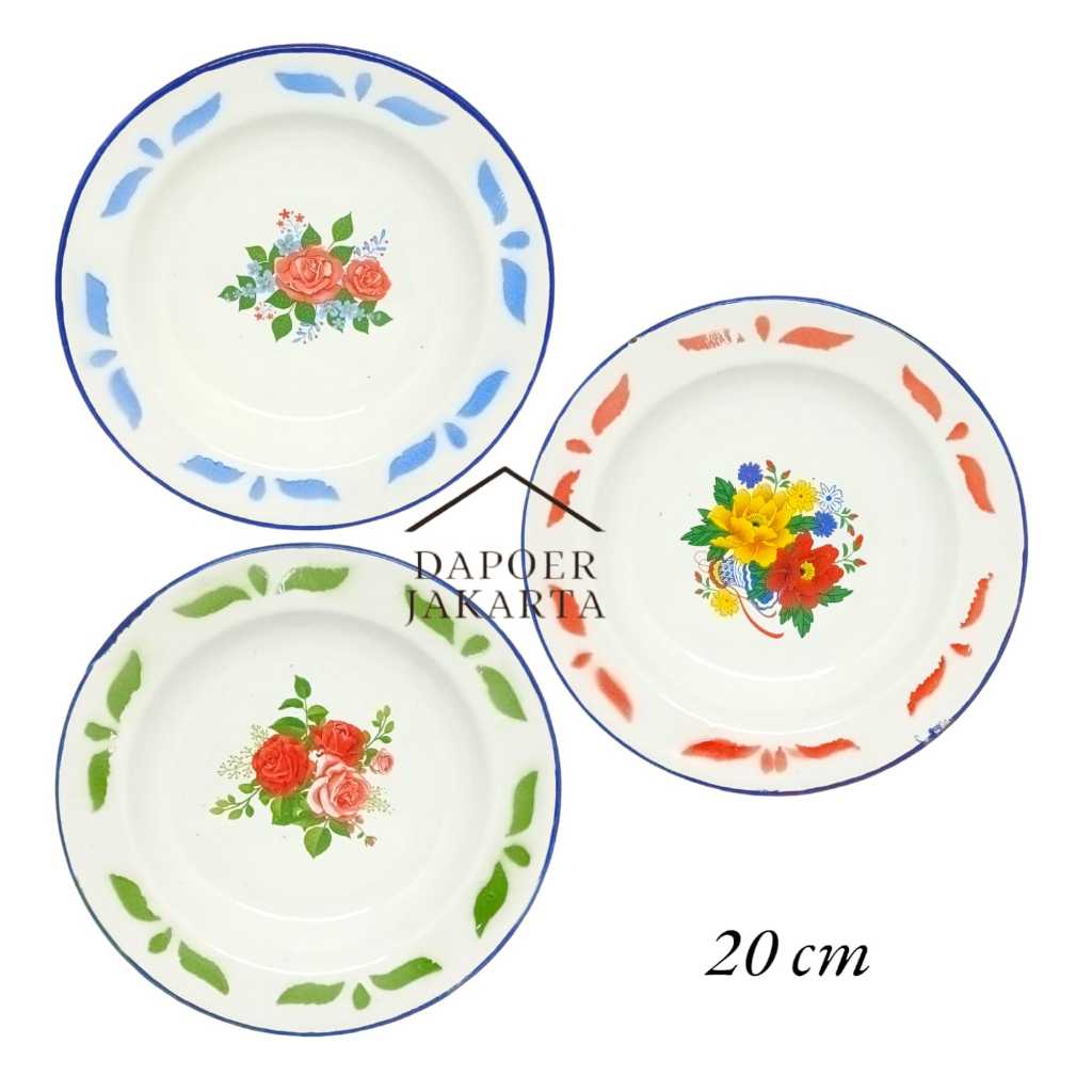 Jual PIRING ENAMEL 20" 22" JADUL MOTIF BUNGA/PIRING SENG/PIRING JADUL ...