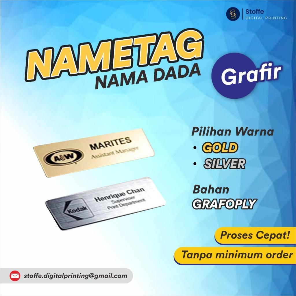 Jual Nama Dada Magnet I Nametag I Plat Nama Dada Grafir Bahan Gravoply ...