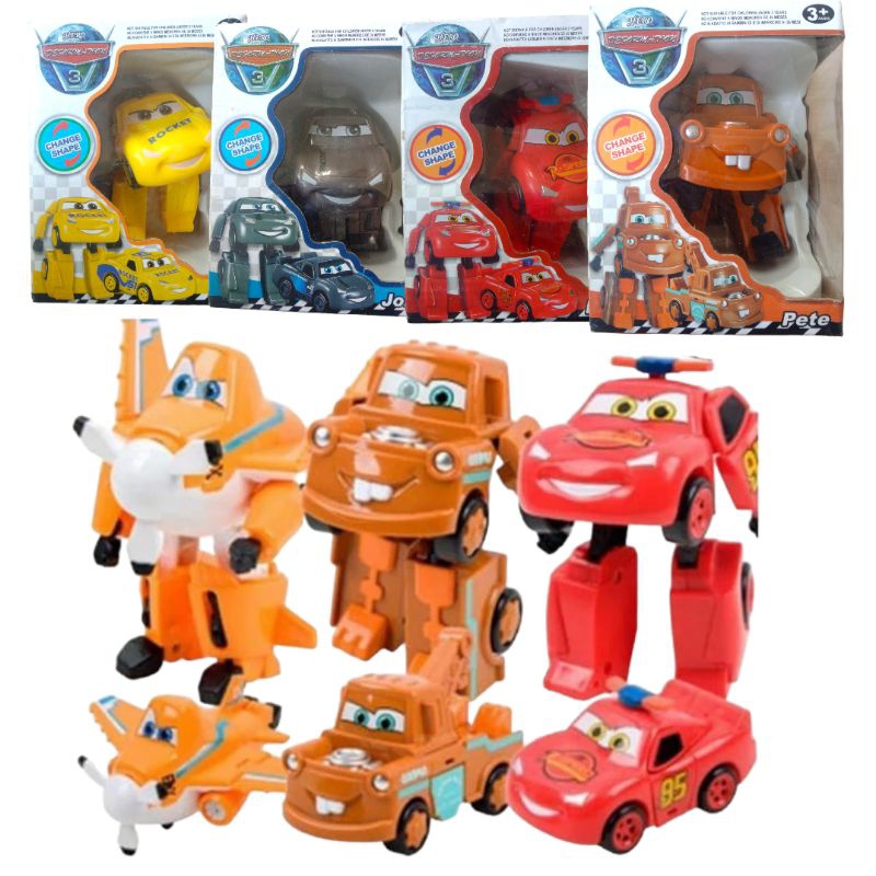 Jual Mainan Robot Cars Transform Robot Jadi Mobil MCQueen Mike John Bob ...
