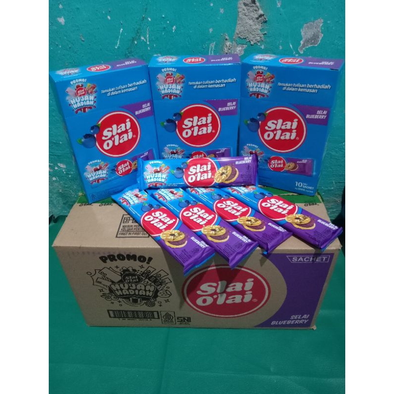 Jual slai olai rasa blueberry 1 box isi 10sachet kemasan baru berhadiah ...