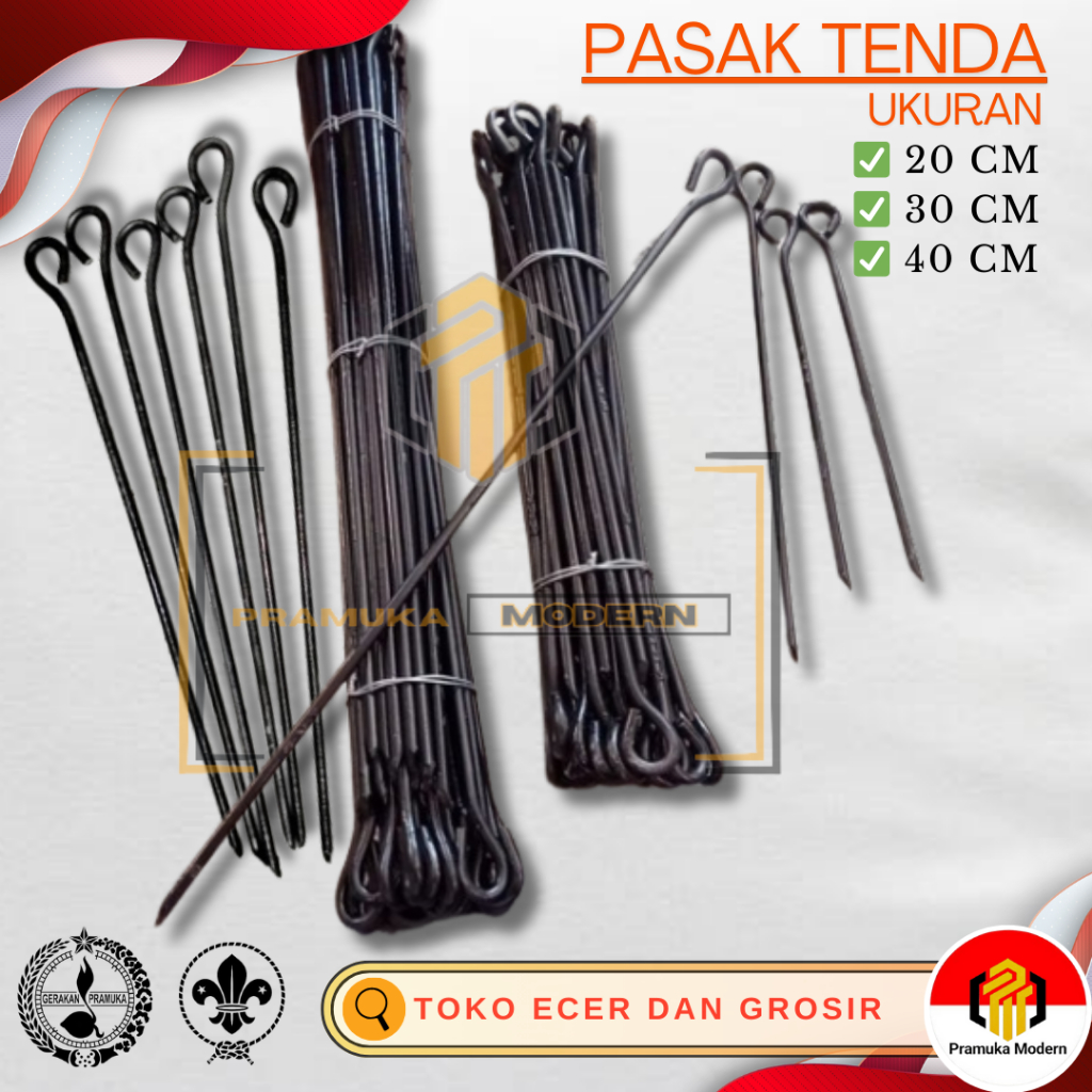 Jual paket 10biji pasak tenda ukuran 20/30/40cm patok tenda besi grosir ...
