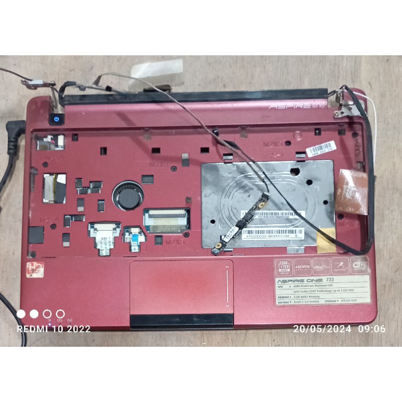 Jual Mesin notebook Acer Aspire One 722 AMD C-60 kondisi mesin nyala tetapi tidak mau tampil/no ...