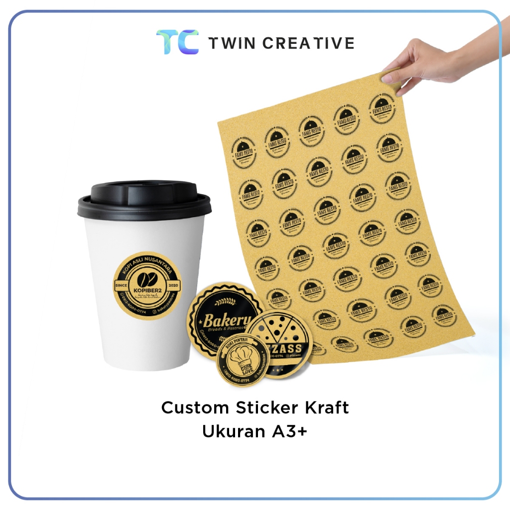 Jual Custom Sticker Kraft / Cetak Segel Label Kemasan Cofee Cup - Print ...