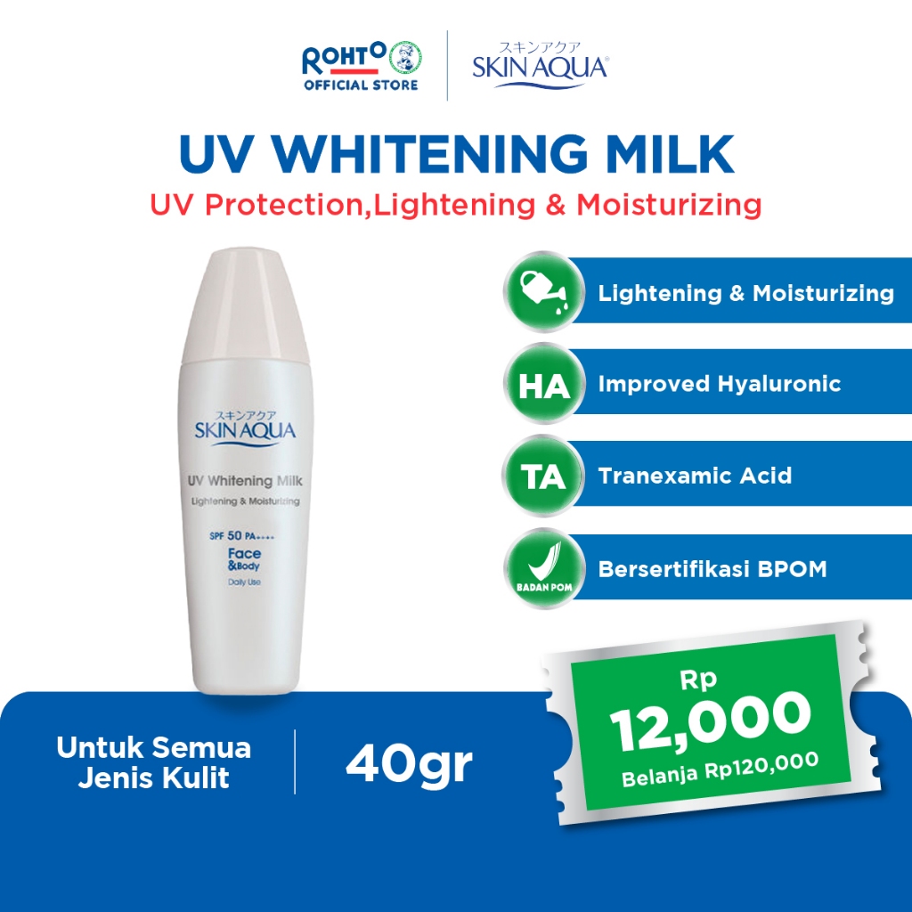 Jual Skin Aqua UV Sunscreen Whitening Milk SPF 50, PA++++ - 40 gr - (Protection against UV-A and ...