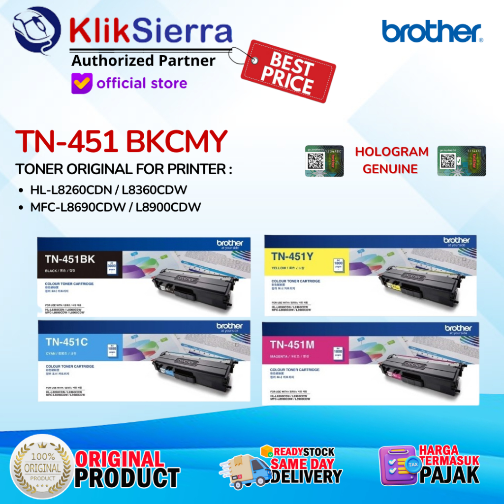 Jual BROTHER Toner TN-451BK CMY | WAJIB 1SET TN-451 TN451 Original For ...