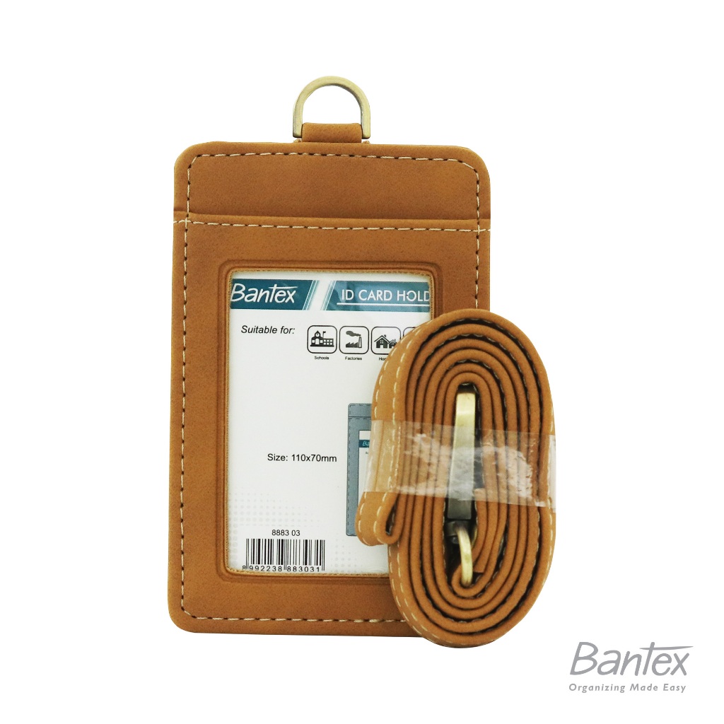 Jual Bantex Leather Name Tag ID Card Holder Button 8883 Kulit Sintetis ...