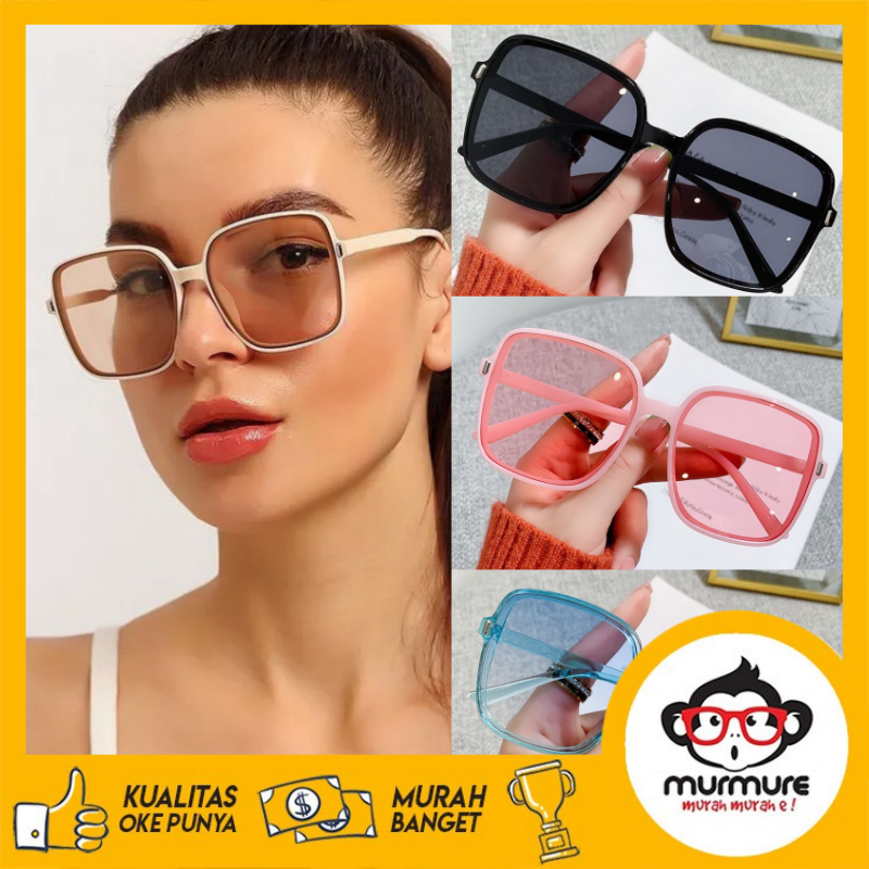 Jual MURMURE I KACAMATA KOTAK WANITA KACAMATA HITAM PELINDUNG UV BENTUK PERSEGI OVERSIZE KACA ...