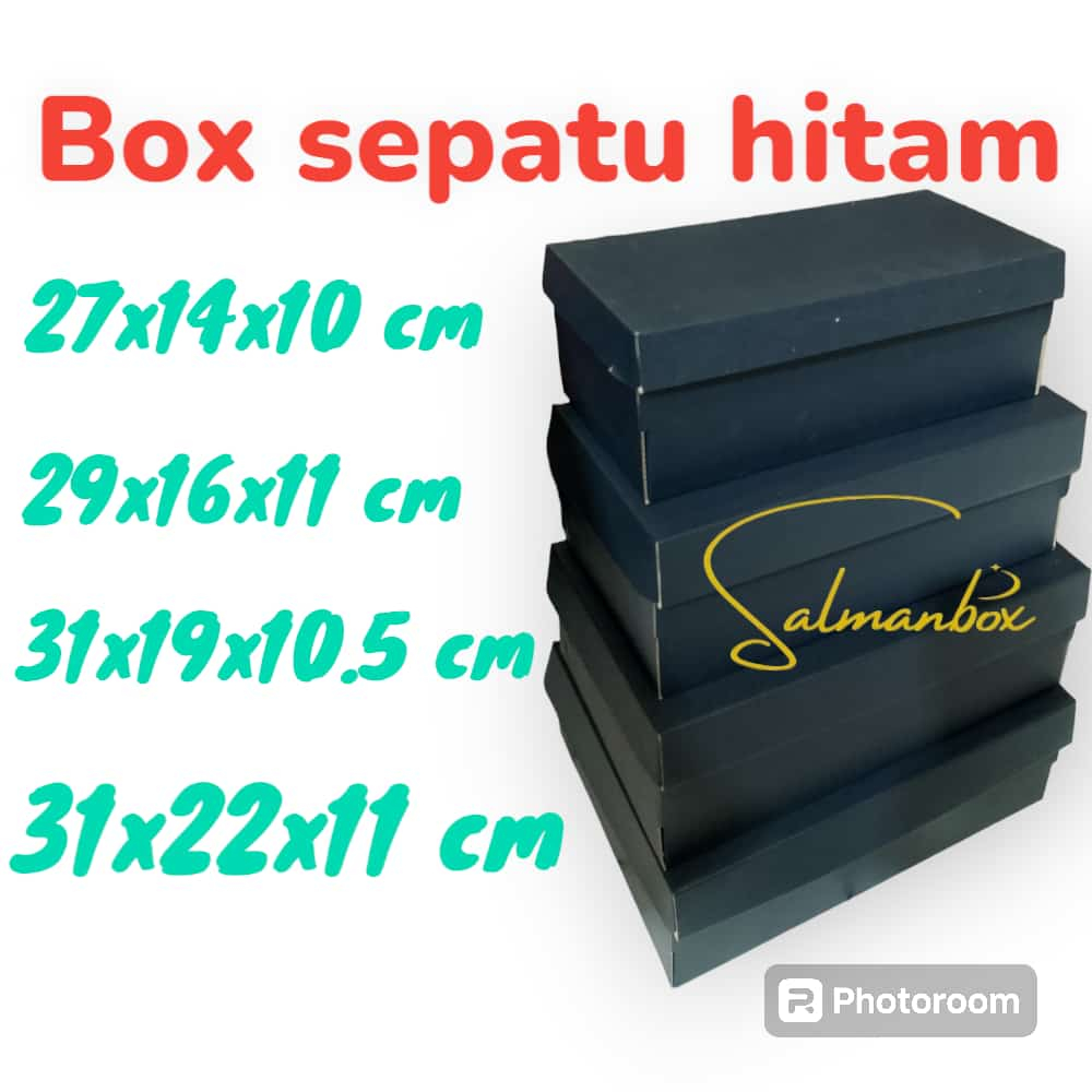 Jual BOX SEPATU HITAM POLOS SIZE 31X22X11 CM/BOX SEPATU JUMBO HITAM/BOX ...