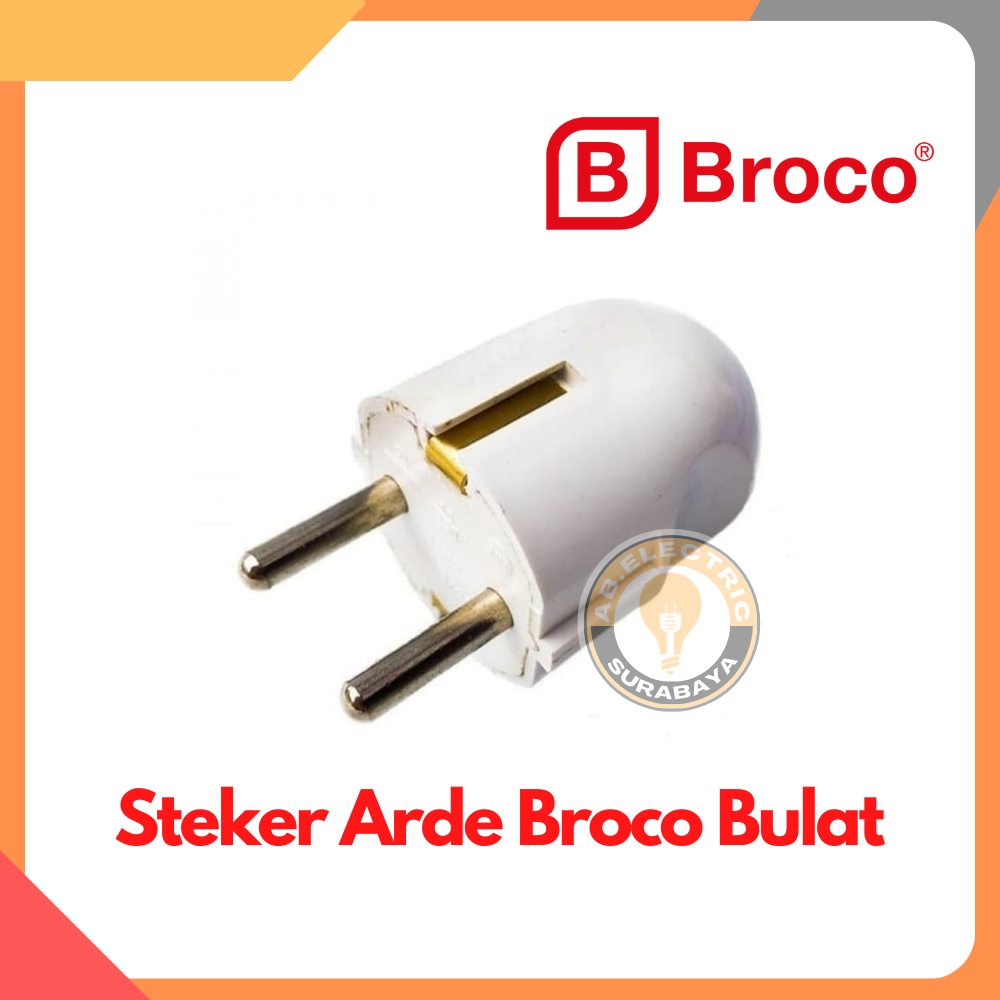Jual Broco Steker Arde Bulat Putih (13310) Colokan Listrik 2P Putih ...
