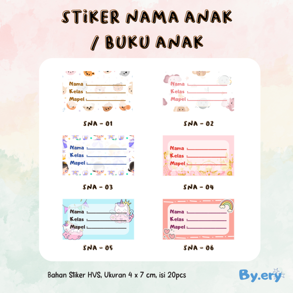 Jual STICKER NAMA ANAK / STICKER BUKU ANAK | ISI 20PCS | Shopee Indonesia