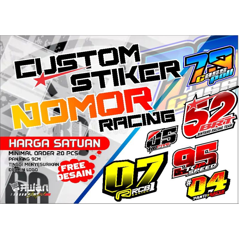 Jual stiker custom nomor racing / drag | Shopee Indonesia