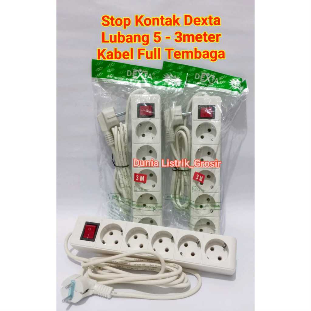 Jual Terminal Stop Kontak Plus Kabel Dexta Arde Hijau Lubang 5 - 3 ...