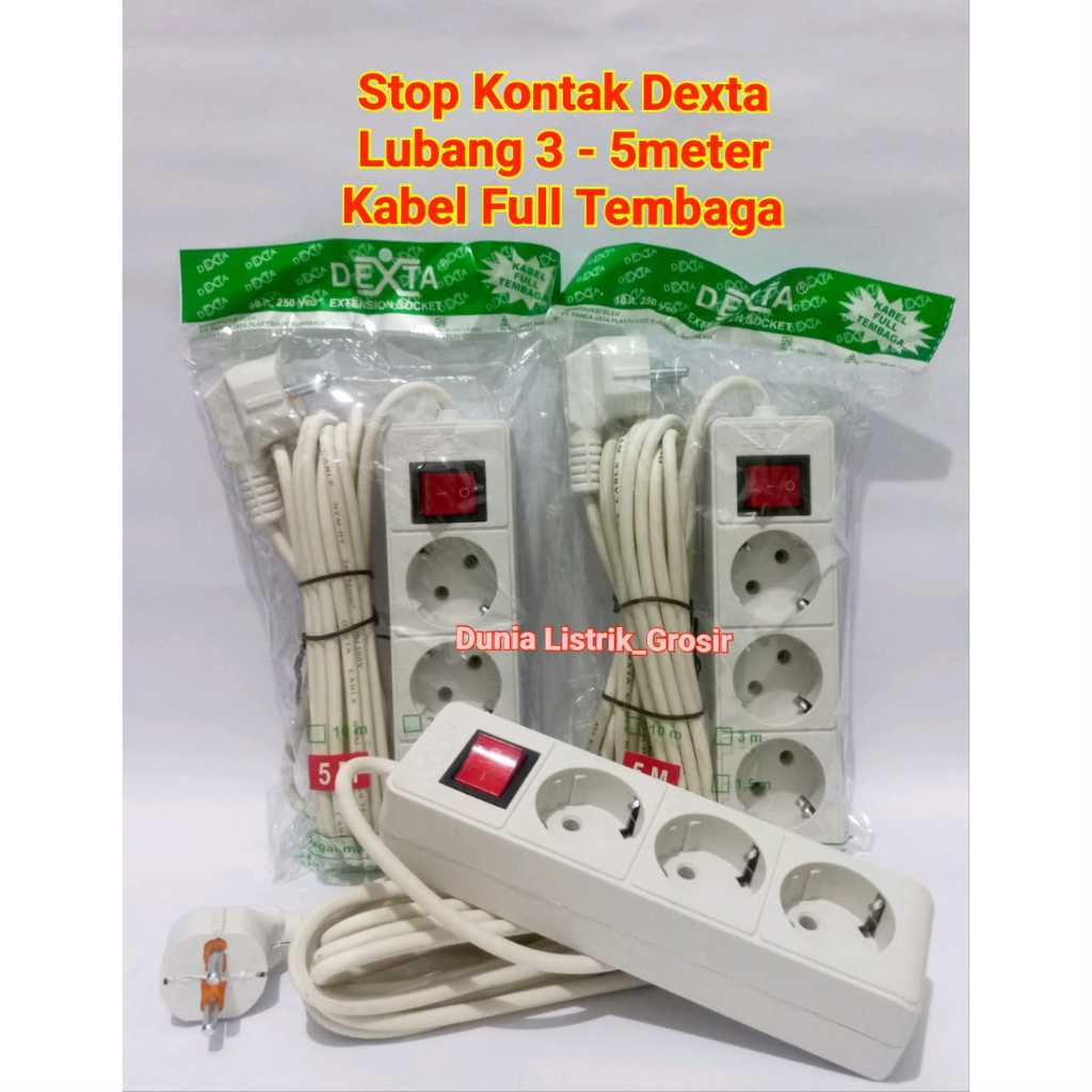 Jual Terminal Stop Kontak Plus Kabel Dexta Arde Hijau Lubang 3 - 5 ...