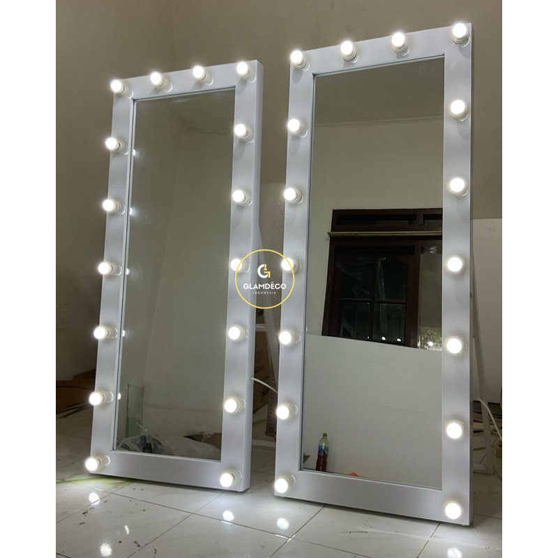 Jual Cermin Full Body Vanity mirror kaca rias lampu review 180*80 ...