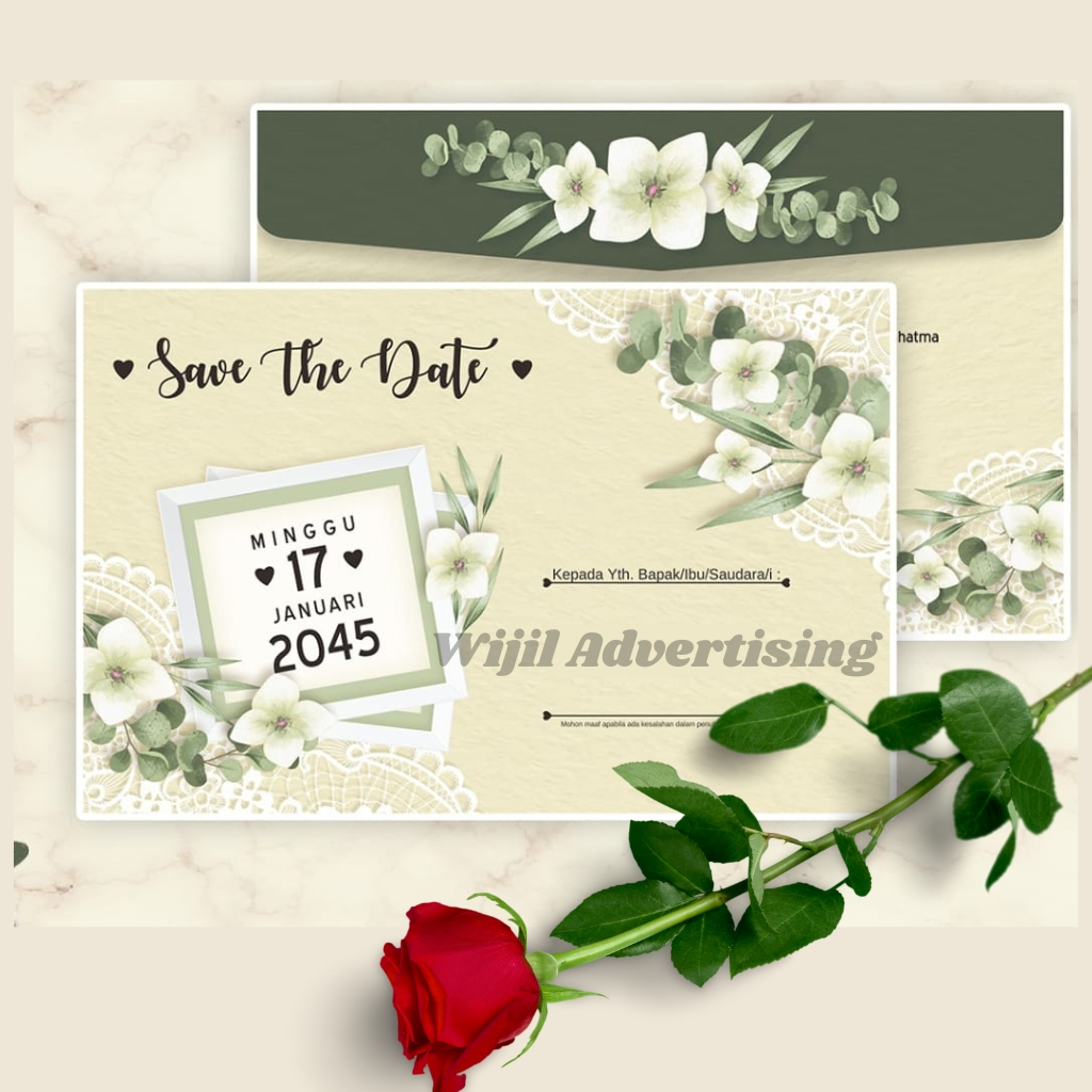 Jual Undangan Pernikahan Elegan SImple Lipat 3 Semi Amplop BC Free ...