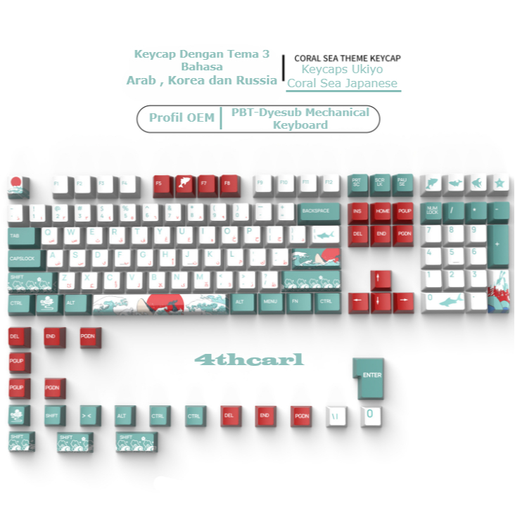 Jual PROMO!! Coral Sea Japanese Root Keycaps Dengan 3 Tema Bahasa ...